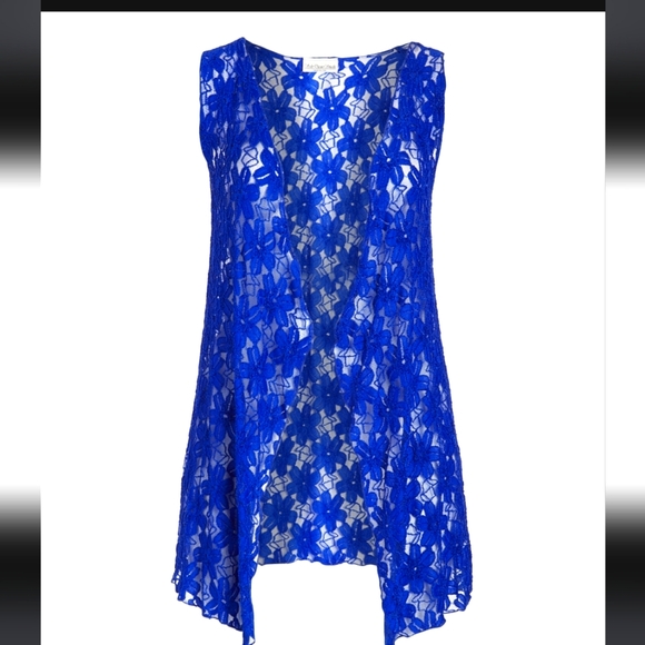 Sole Dione | Tops | Nwt Sole Dioneroyal Blue Lace Open Vest Plus | Poshmark